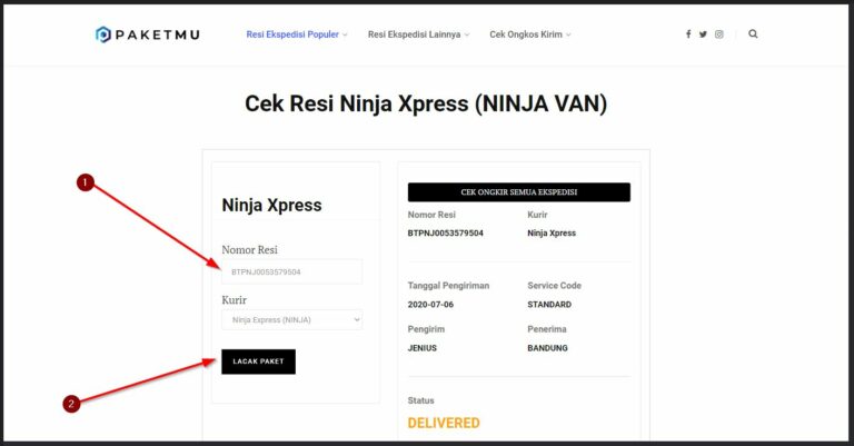Cek Resi Ninja Xpress | [Lacak Paket Tracking ID NINJA VAN]